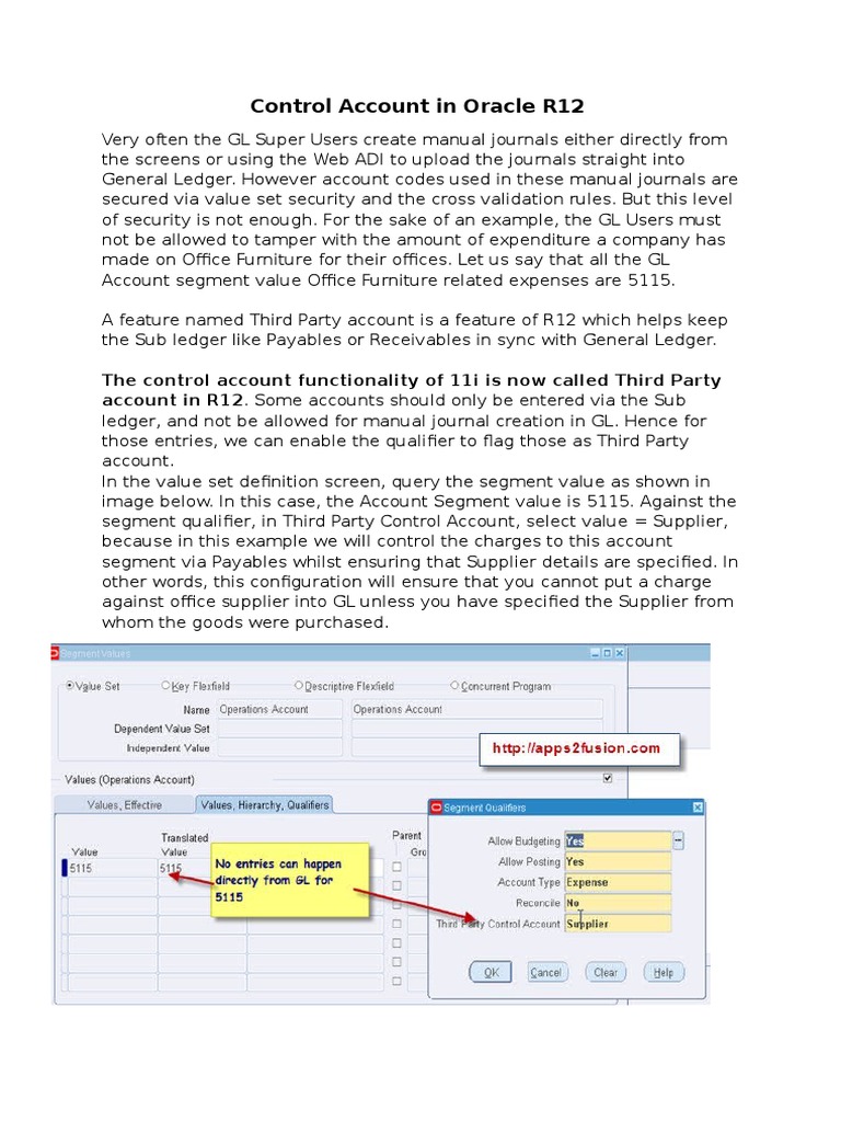 Control Account in Oracle R12 | PDF | Inventory | Cost Accounting