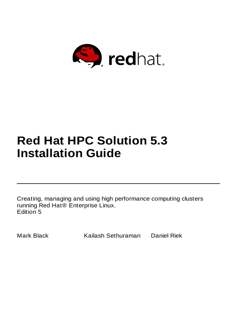 Red Hat HPC Solution 5.3 Installation Guide | PDF | Computer Cluster | Installation (Computer ...