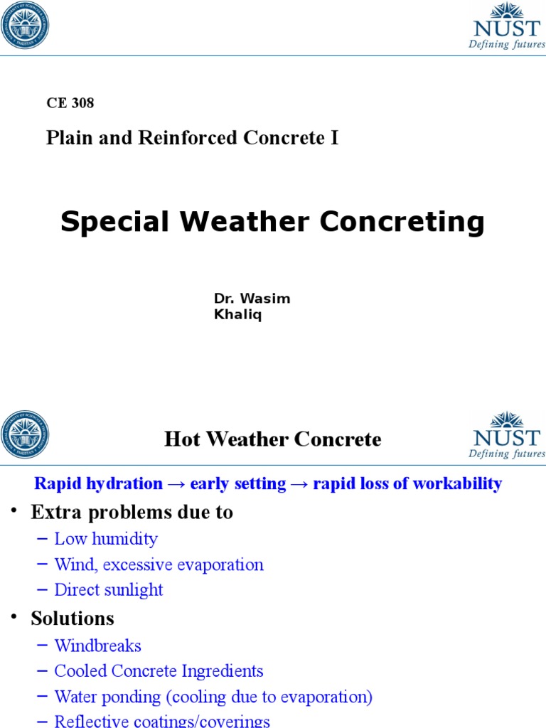 CE 308 Lec 13 Special Weather Concreting | PDF | Thermodynamics | Concrete