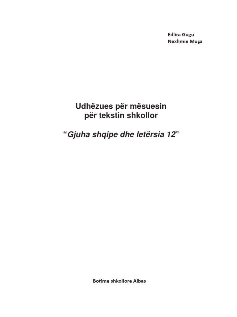 Udhezues Gjuha Shqipe Dhe Letersia 12 PDF | PDF