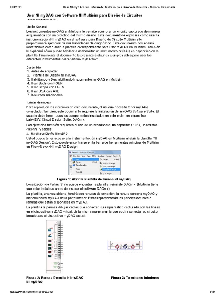 Usar NI MyDAQ Con Software NI Multisim para Diseño de Circuitos ...