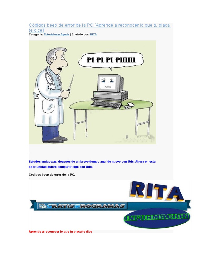 Reconocer Bips de La PC | PDF | Bios | Unidad Central de procesamiento