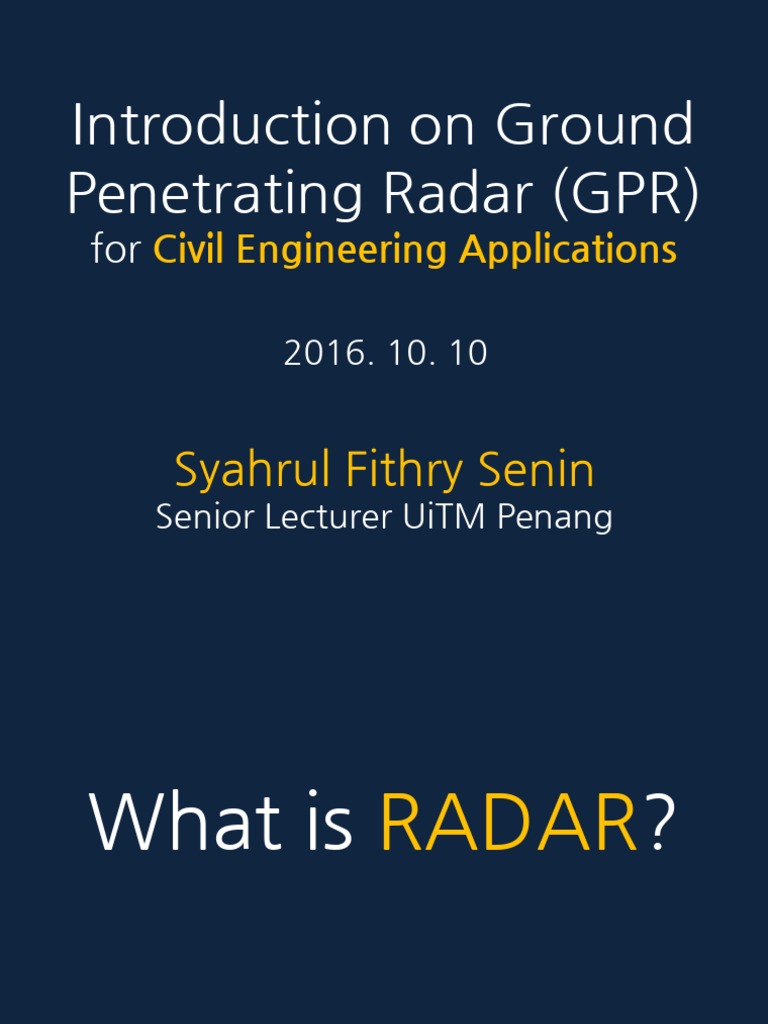Introduction On Ground Penetrating Radar (GPR) : Civil Engineering ...