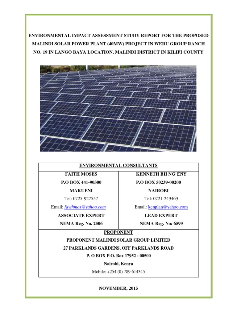 EIA-Solar Power Study Report | Environmental Impact Assessment ...