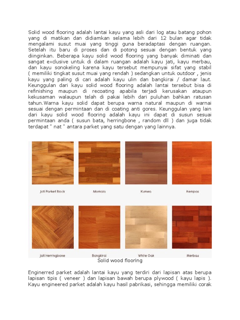 Solid Wood Flooring Adalah Lantai Kayu Yang Asli Dari Log Atau Batang ...