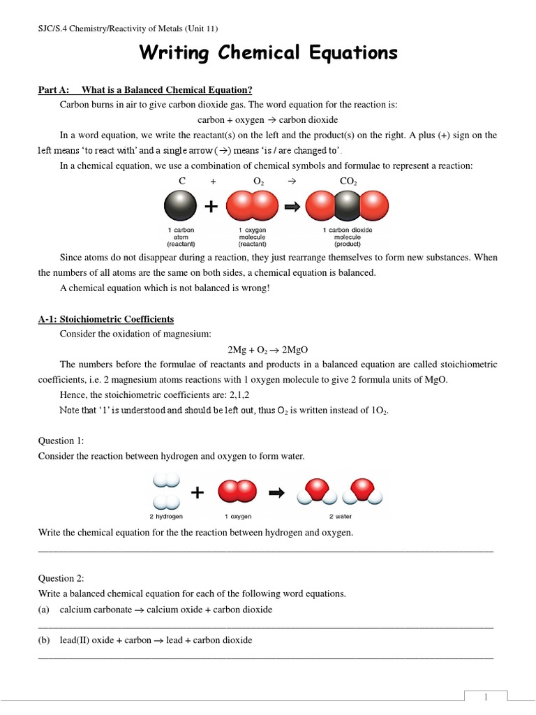 Chem Notes 00 - Writing Chemical Equations | PDF | Chemical Reactions ...