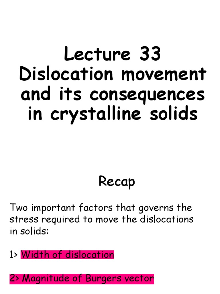 Dislocation Movement and Its Consequences in Crystalline Solids | PDF | Dislocation ...