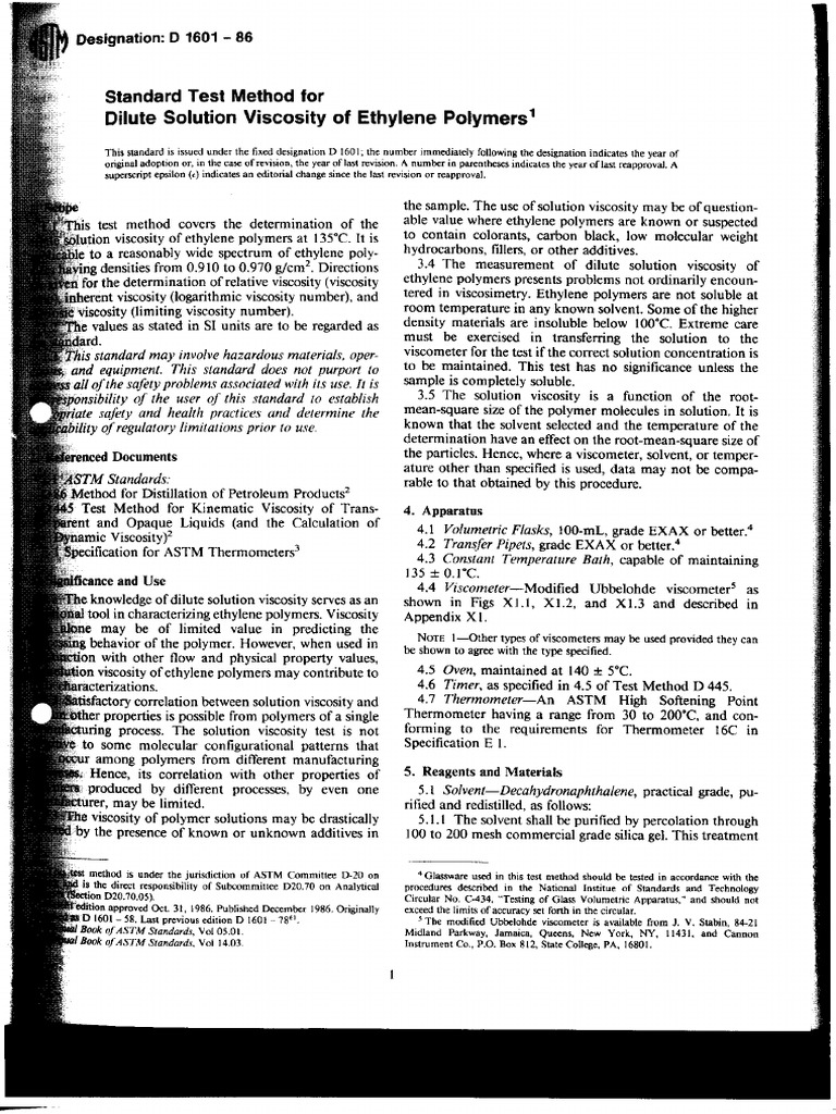 Astm D1601-86 | PDF