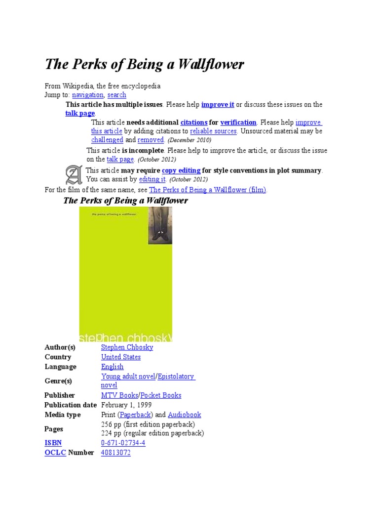 The Perks of Being A Wallflower | PDF | Leisure