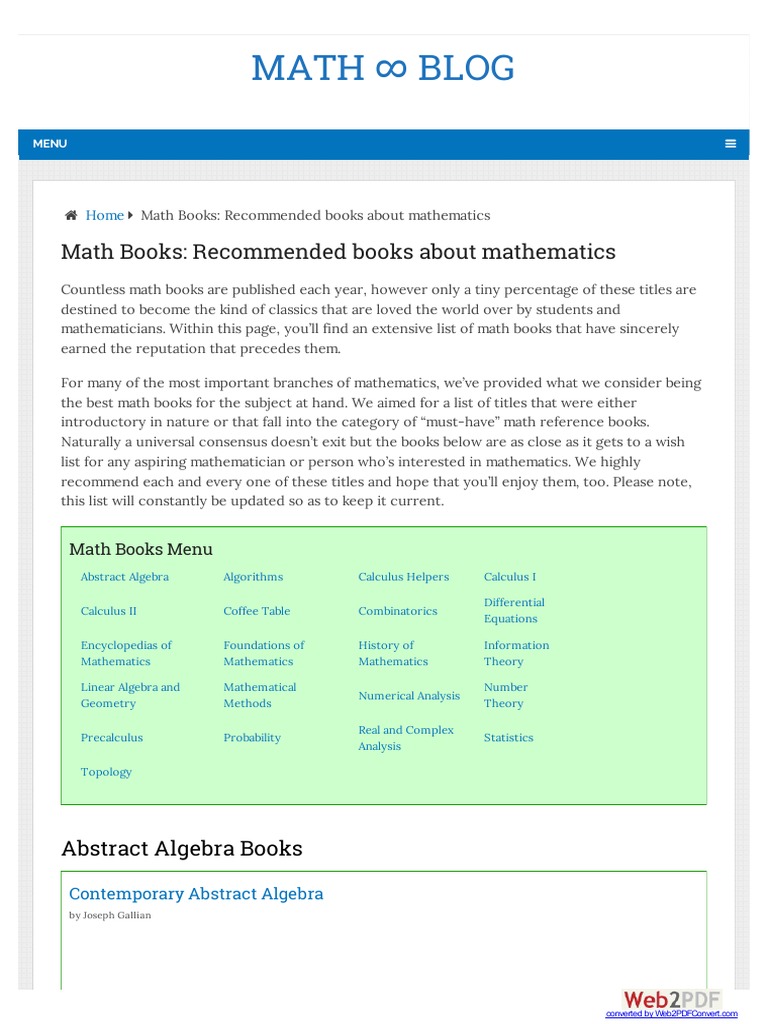 Maths Book List | PDF | Combinatorics | Number Theory