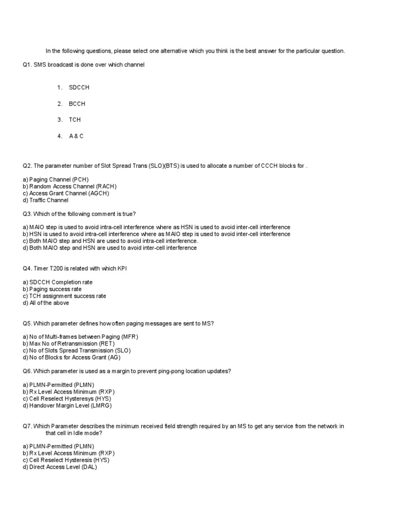 RF Sample Questions | Download Free PDF | General Packet Radio Service ...