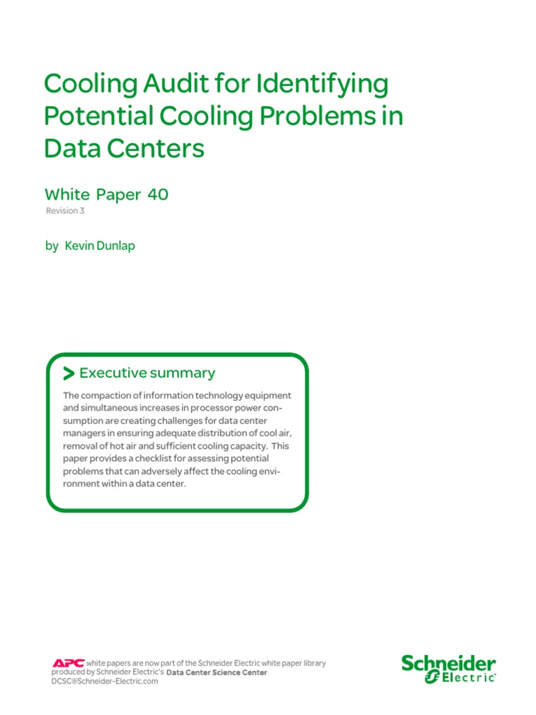 WP 40 Cooling Audit For Identifying Potential Cooling Problems in Data ...