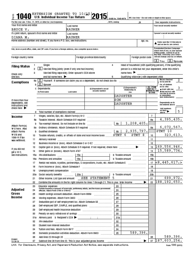 U.S. Individual Income Tax Return: See Separate Instructions | PDF ...