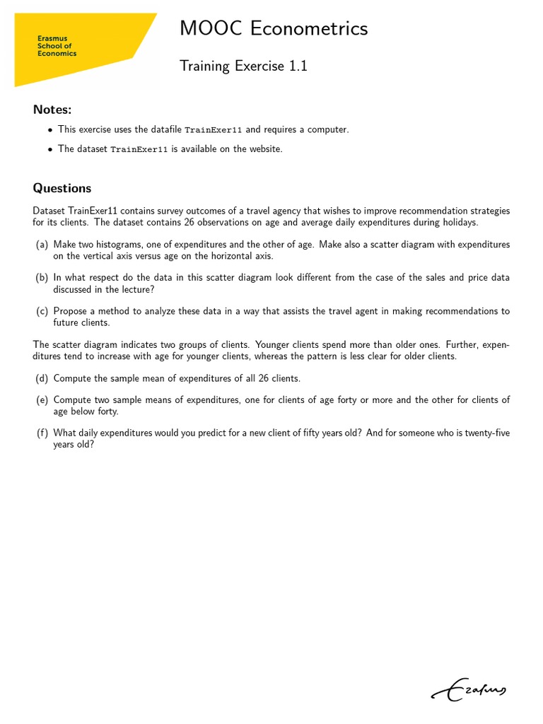 MOOC Econometrics: Training Exercise 1.1 | PDF
