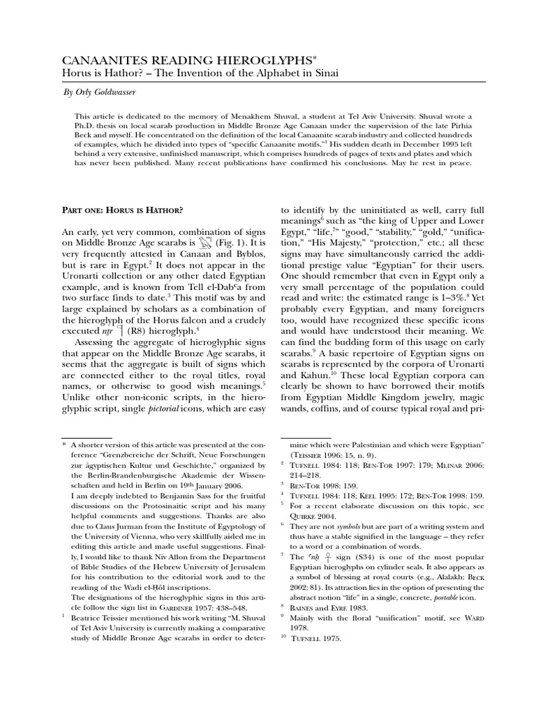 Canaanites Reading Hieroglyphs. Part I H PDF | PDF | Egyptian ...