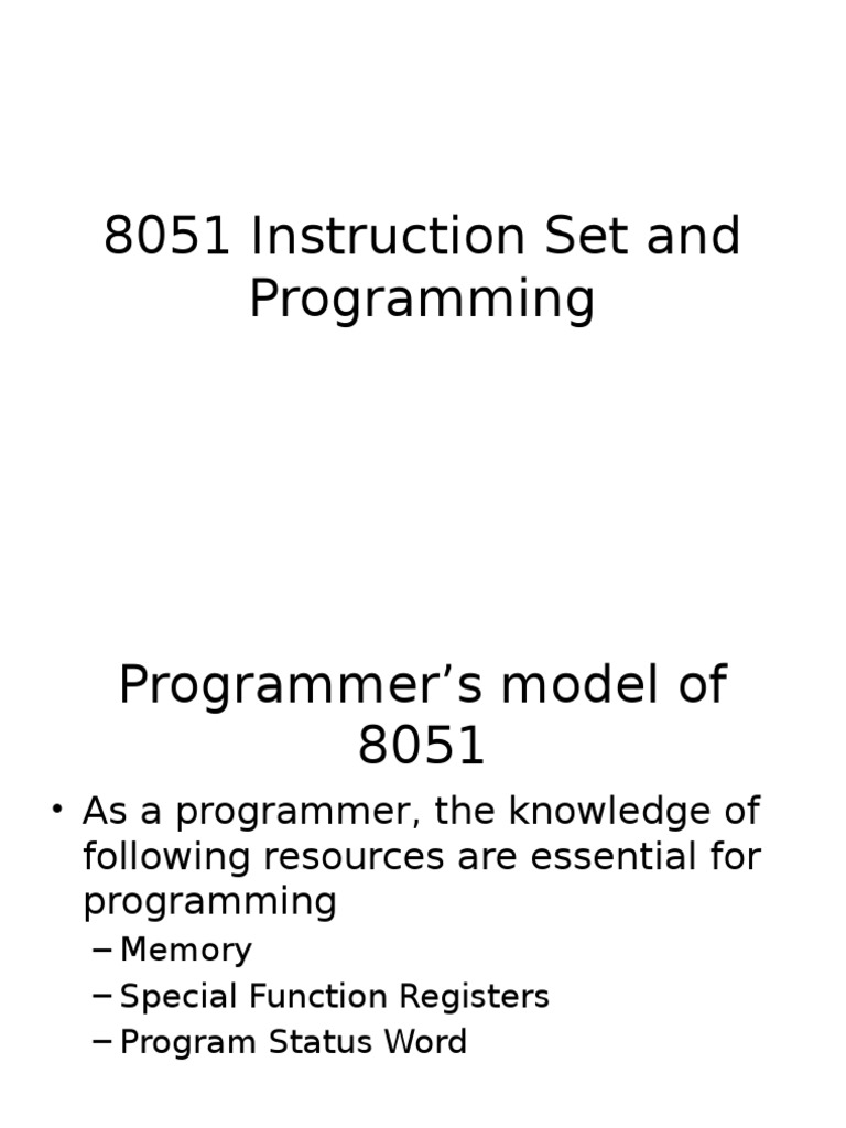 8051 Instruction Set and Programming | PDF | Instruction Set | Arithmetic