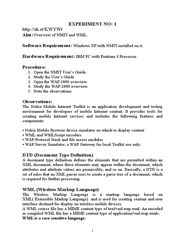 WML Lab File | PDF | Html Element | Computer Data