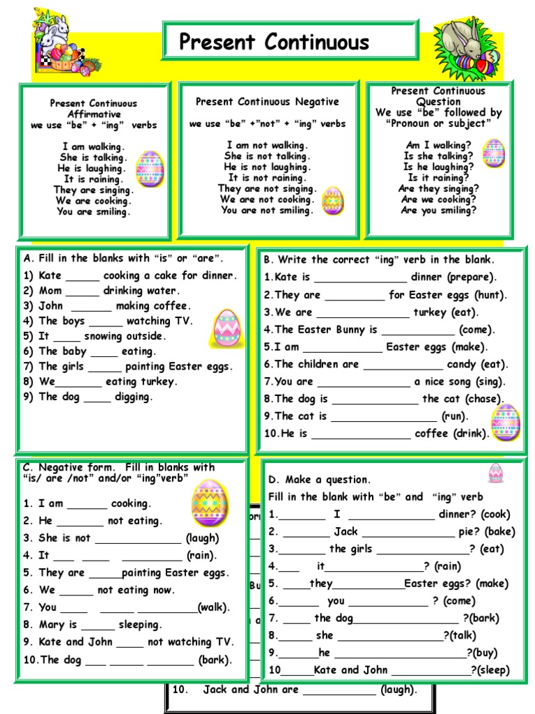 Present Continuous: Answer Key | PDF | Easter Egg | Languages