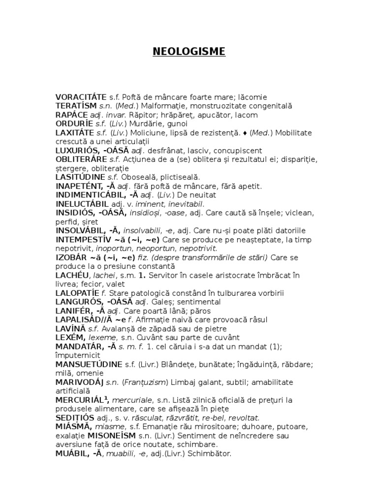 LISTA Neologisme | PDF