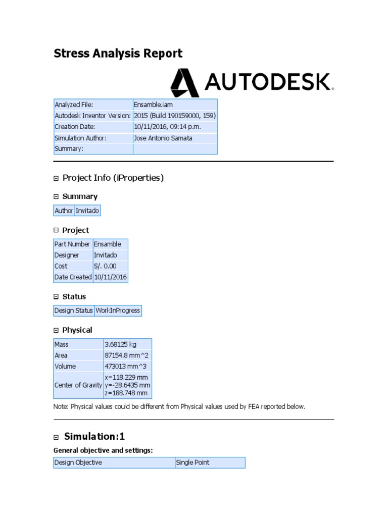 Stress Analysis Report Original | PDF | Strength Of Materials | Applied ...