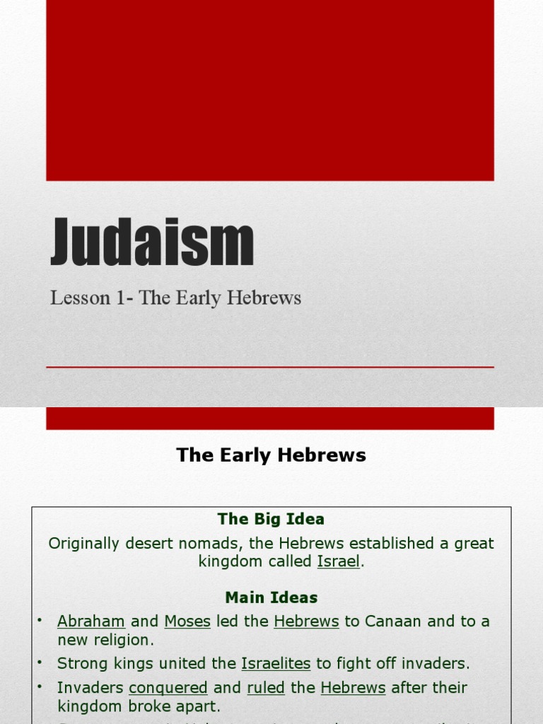 Lesson 1 - The Early Hebrews | PDF | Israelites | Kingdom Of Judah
