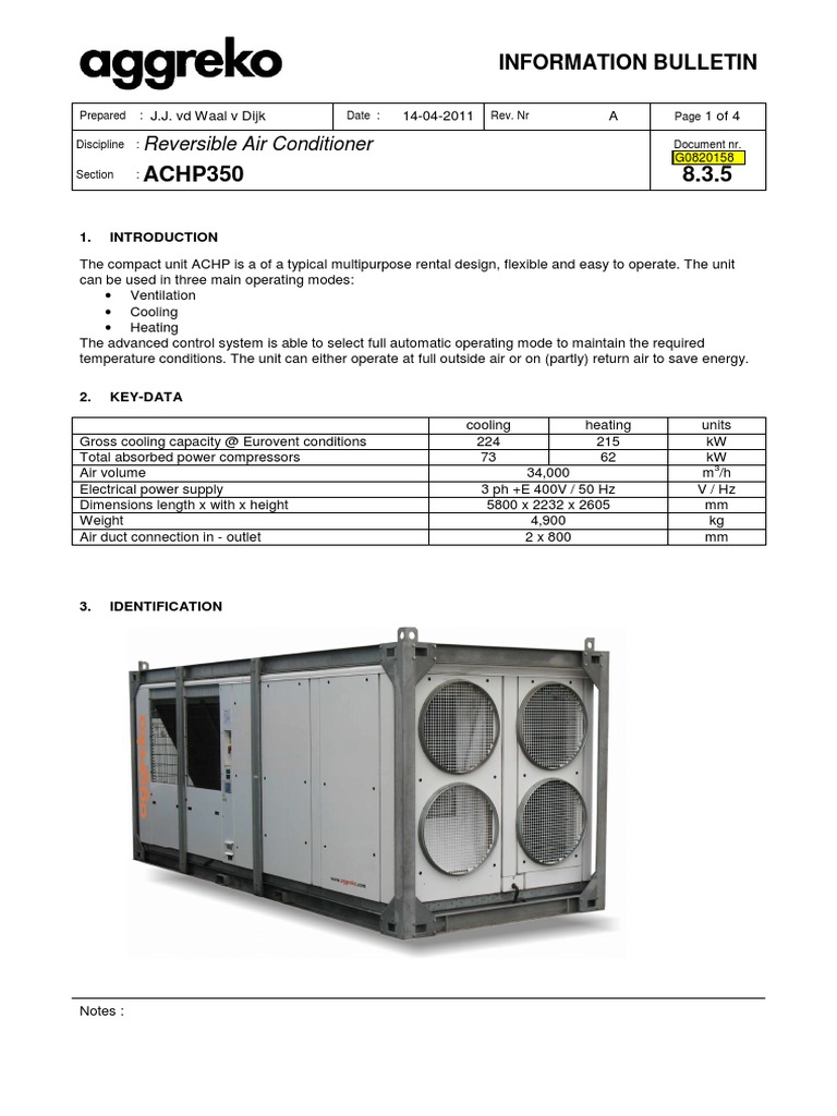 250 KW Ac Data Sheet | Download Free PDF | Air Conditioning ...