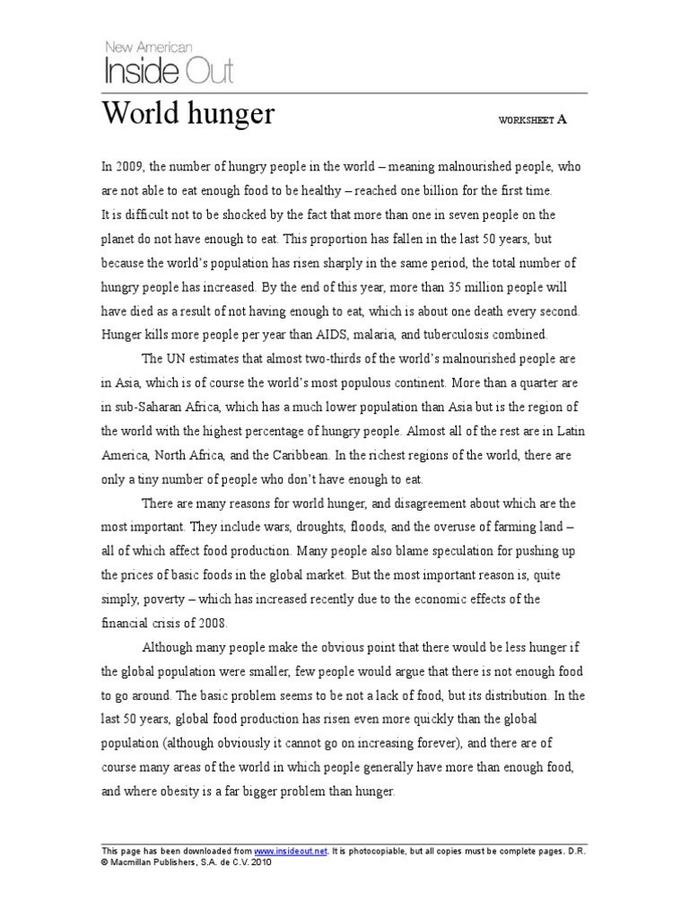 World Hunger - Worksheet | PDF