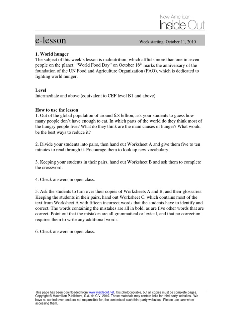 World Hunger Lesson Plan for Students | PDF