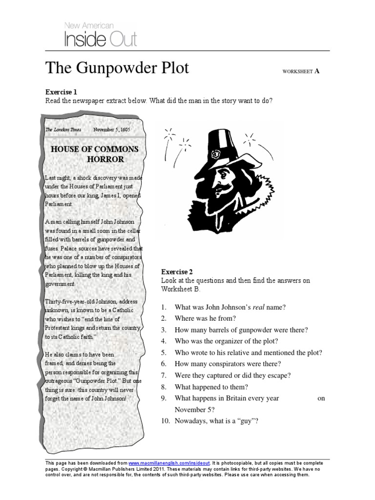 The Gunpowder Plot - Worksheet | PDF | Guy Fawkes | Gunpowder Plot