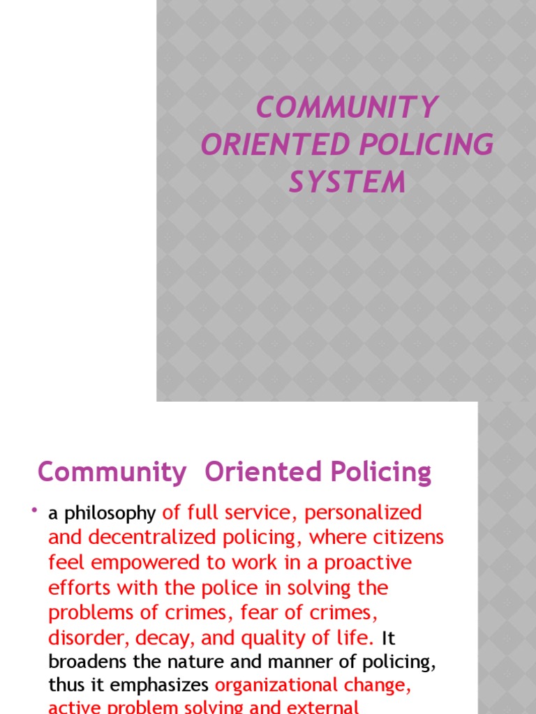 Community Oriented Policing System New | Community Policing | Police