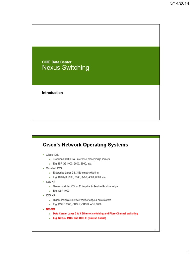 Nexus Switching: Cisco's Network Operating Systems | PDF | Network ...