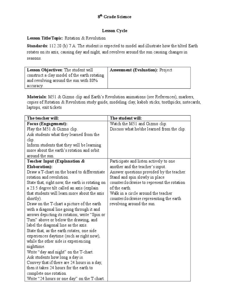 Earth's Rotation and Revolution Model | PDF | Rotation | Earth