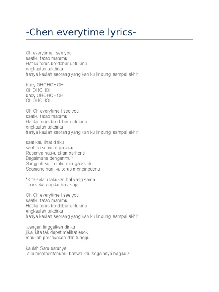 Chen Everytime Lyrics | PDF