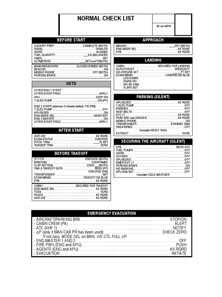Checklist | PDF | Aviation | Airbus