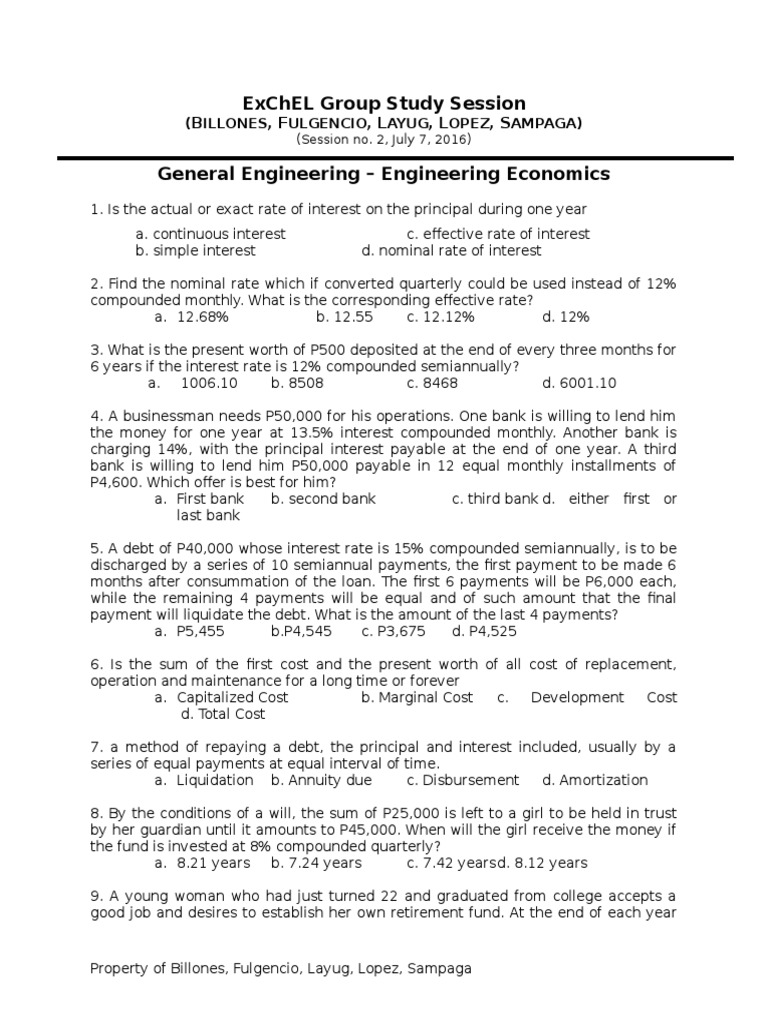 Engineering Economy | PDF | Depreciation | Interest