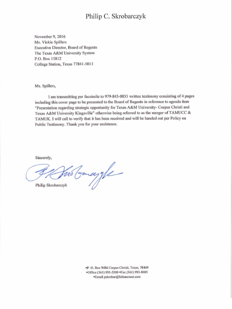 Tamuk Tamucc Merger Letter | PDF