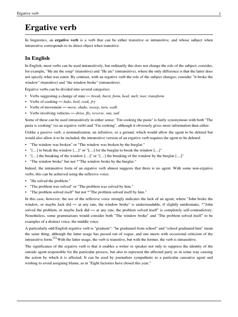 Understanding Ergative Verbs: Agency, Voice, and Transitivity Across ...