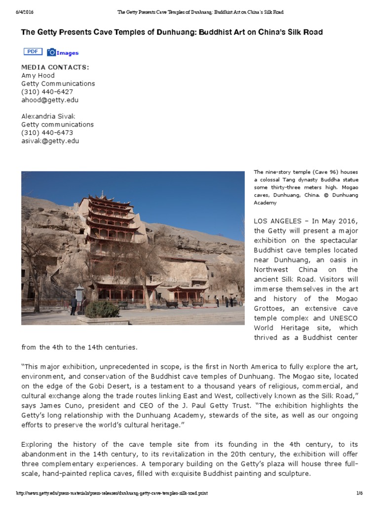 The Getty Presents Cave Temples of Dunhuang - Buddhist Art On China's ...