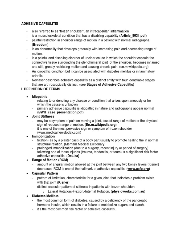 Understanding Adhesive Capsulitis | PDF | Shoulder | Anatomical Terms ...