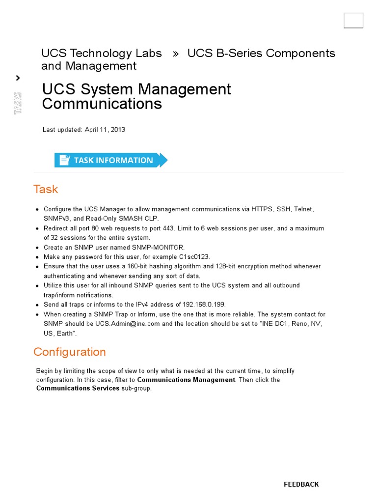 UCS System Management Communications: UCS Technology Labs UCS B-Series ...