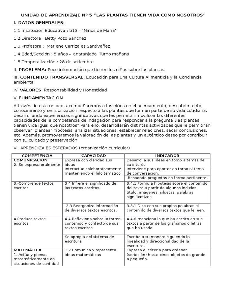 Unidad de Aprendizaje #Las Plantas 2016 | PDF | Science | Información