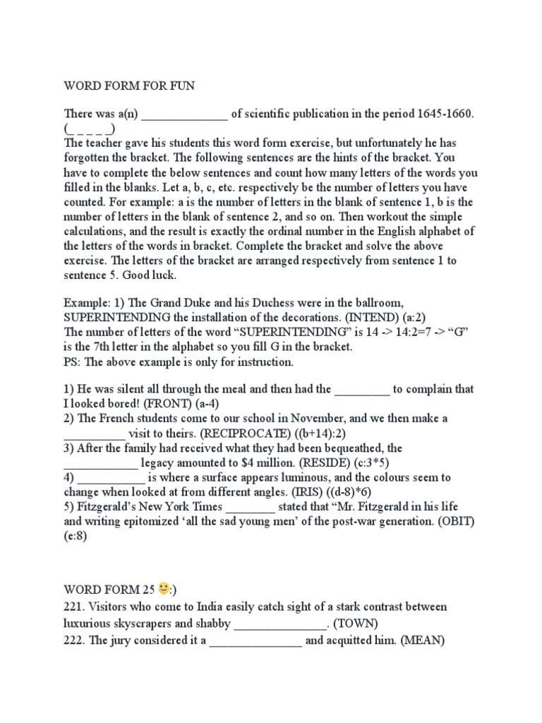 Word Form For Fun | PDF