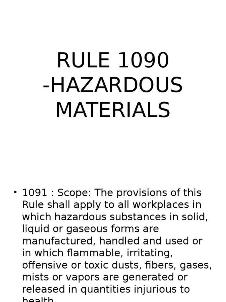 Rule 1090: Hazardous Materials Standards | PDF | Gases | Liquids