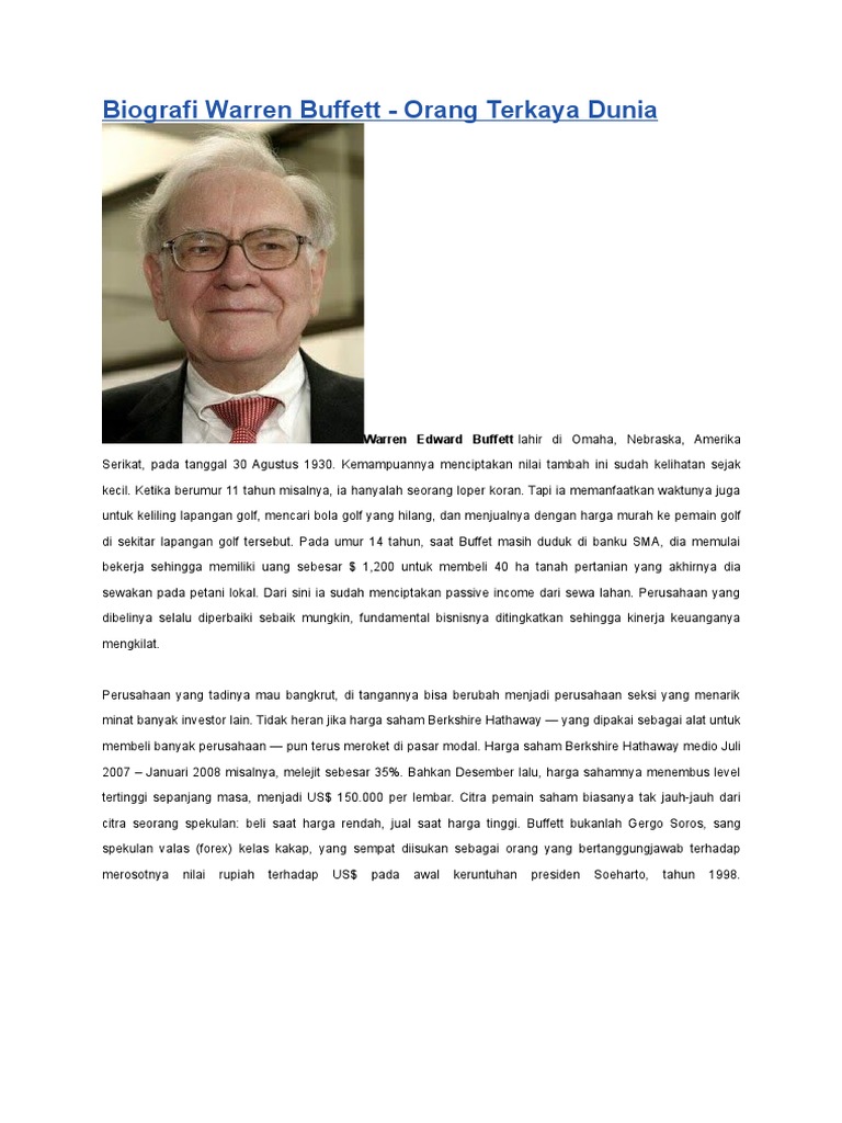 Biografi Warren Buffett | PDF Biografi Warren Buffett | PDF