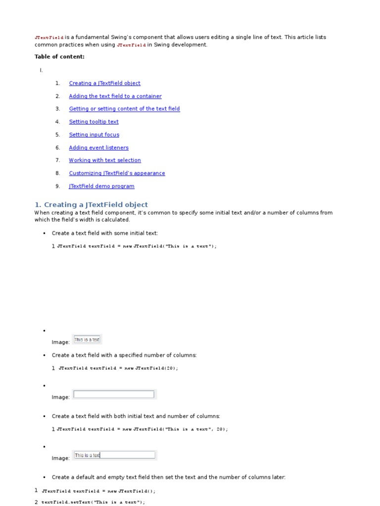 JTextField Is A Fundamental Swing | PDF | Software Development | Software Engineering