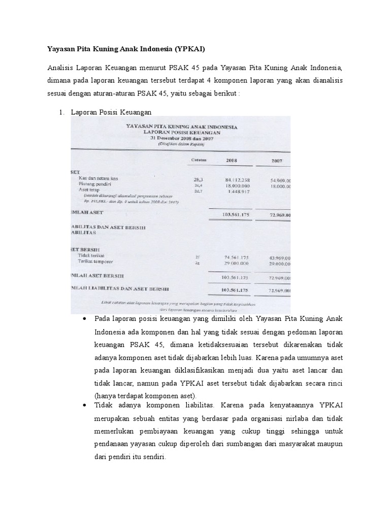 Analisis Laporan Keuangan PSAK 45 | PDF