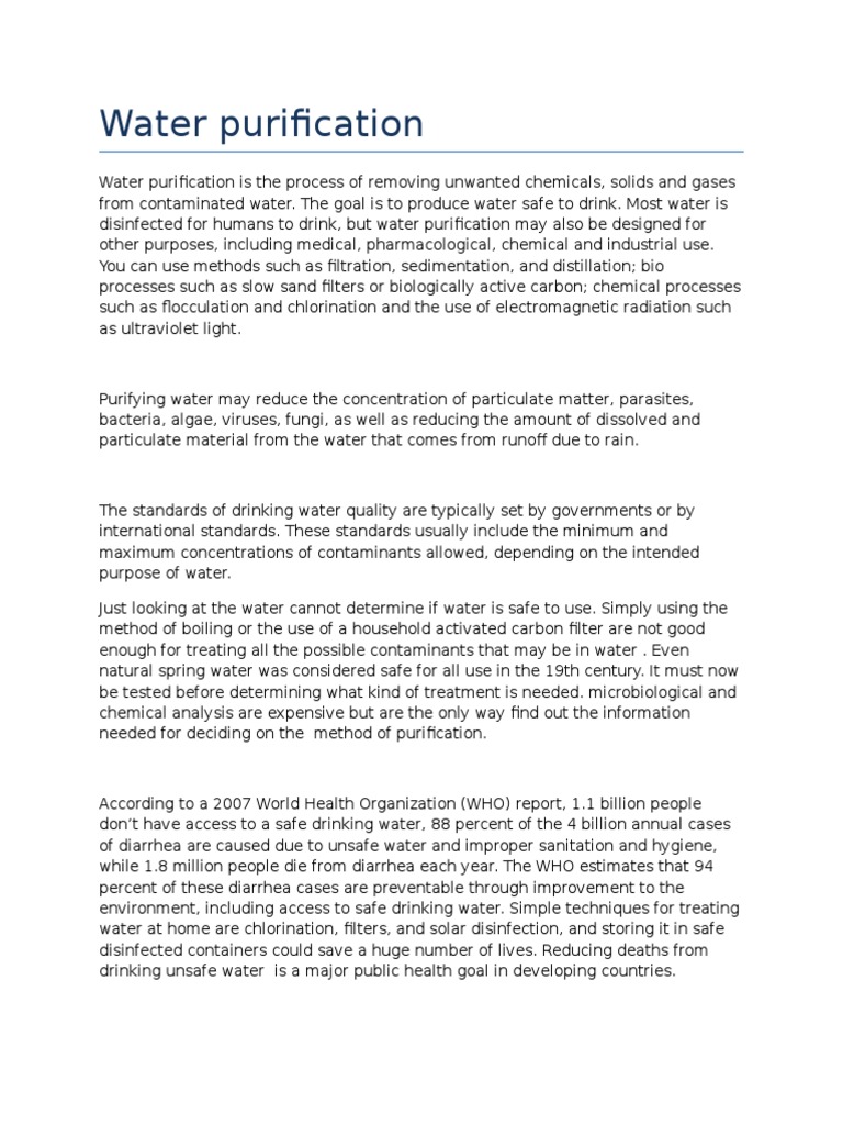 Water Purification | PDF | Water Purification | Environmental Engineering