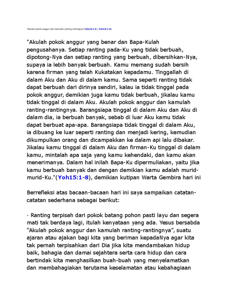 Akulah Pokok Anggur Dan Kamulah Ranting | PDF