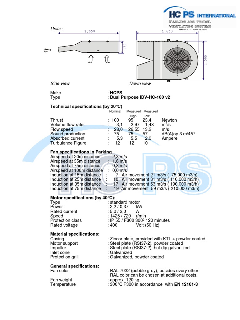 002-Induction Fan IDV-HC-100v2 Data Sheet