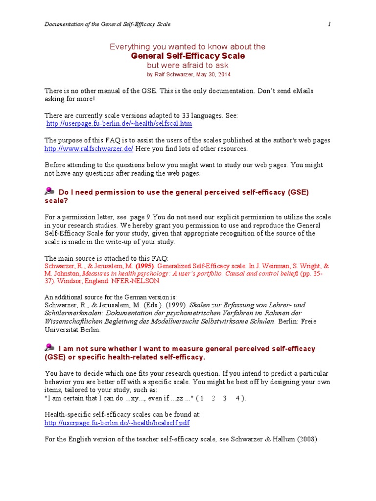 Interpretation For Gse | PDF | Self Efficacy | Weighted Arithmetic Mean